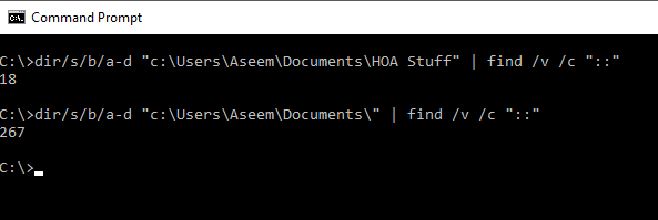 Counting The Number Of Files In A Directory Command Line Style